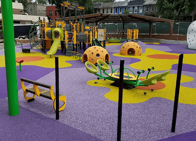 Low Height Climbing Structure With Soft Rubber Surfacing
